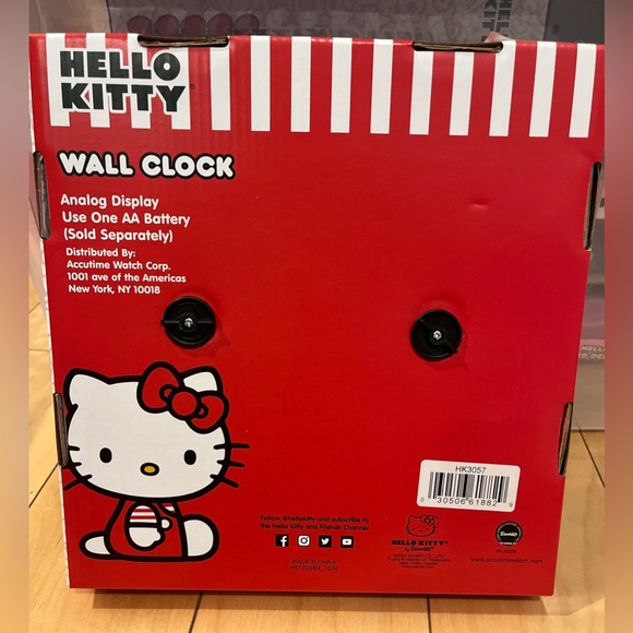 Sanrio | Wall Decor | Sanrio Hello Kitty Face Analog Wall Red Clock ...